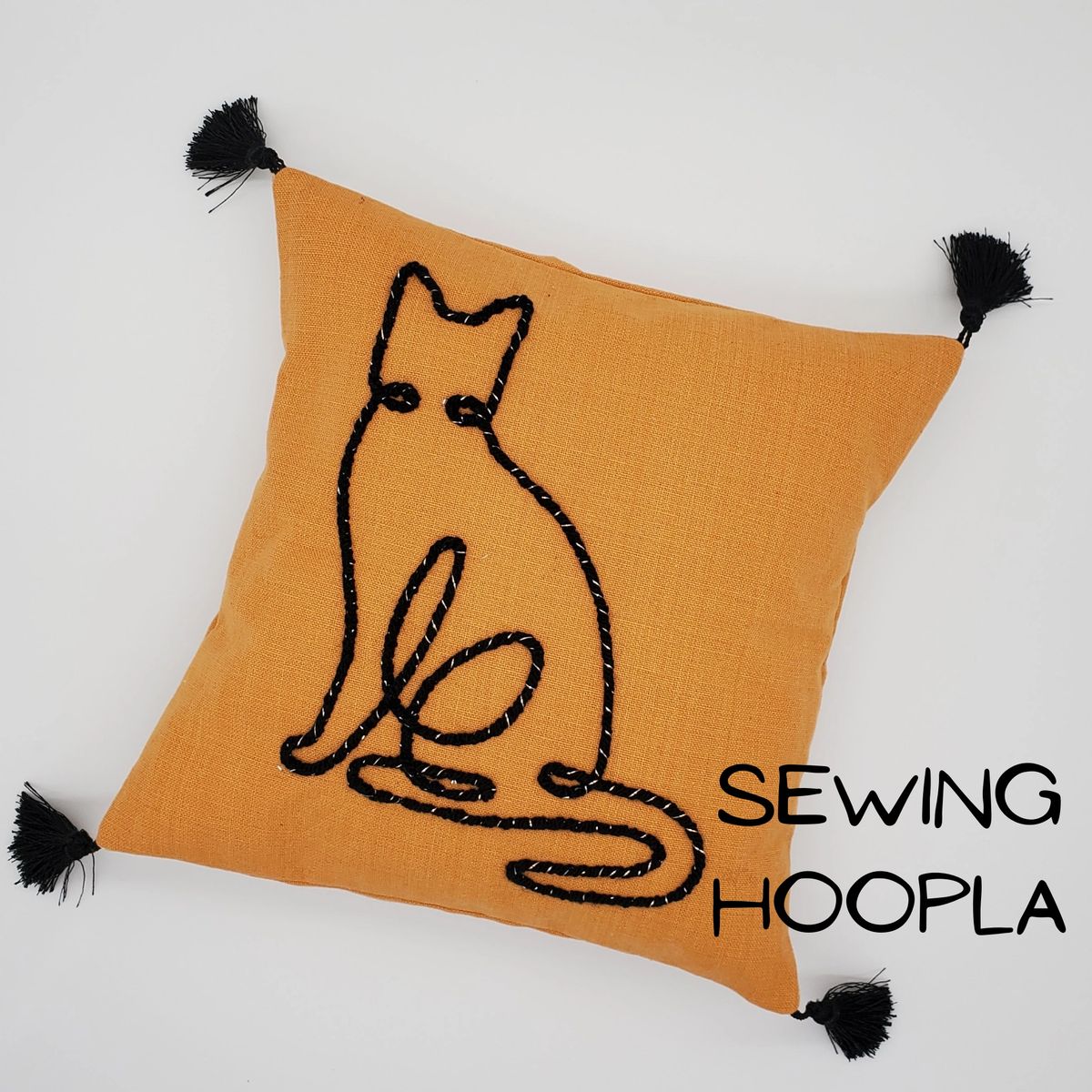 Machine Embroidery Yarn Couching Design- Continuous Line Cat Machine Embroidery Yarn Couching Design- Continuous Line Cat